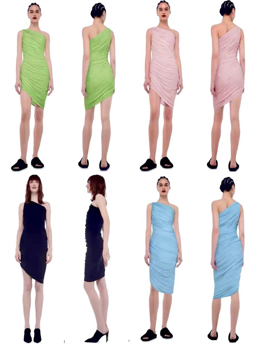 Assymetrical One Shoulder Ruched Mono Dress – Slady Singapore